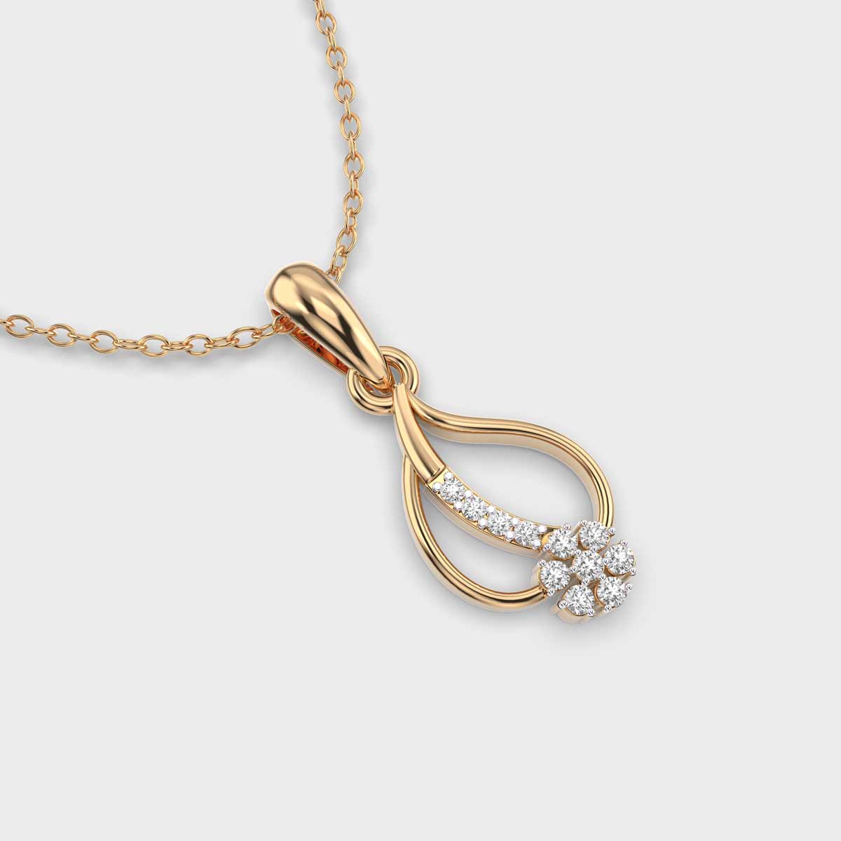 Periwinkle And Leaf Diamond Pendant (Without Chain) | Jewelbox