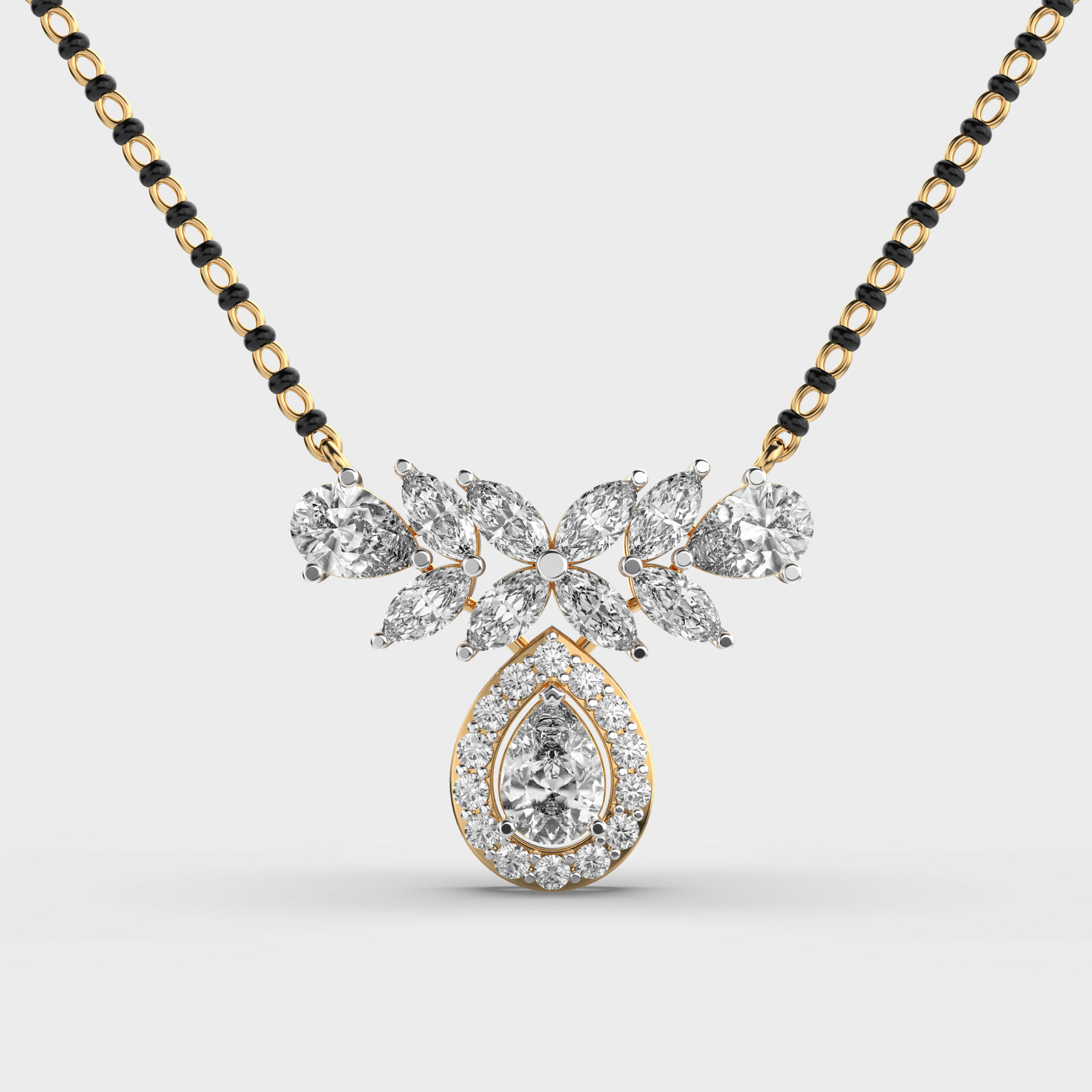 Buy Floral Drop Diamond Mangalsutra Online Jewelbox
